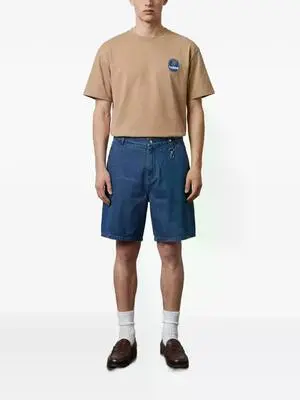 PAS DE MER Logo Patch Denim Cargo Shorts