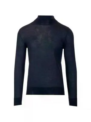 AL DUCA D’AOSTA 1902 Navy Fine Knit Roll Neck Long Sleeve T-shirt