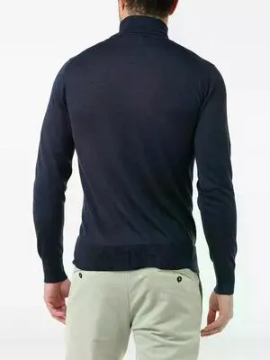 AL DUCA D’AOSTA 1902 Navy Fine Knit Roll Neck Long Sleeve T-shirt