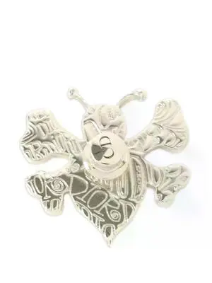 Dior Skull And Bee Brooch - Silver
