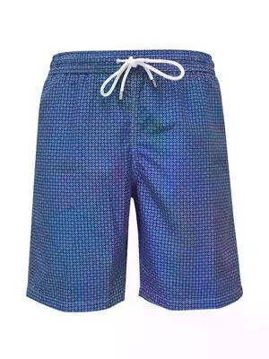 Fedeli Geometric Print Swim Shorts - Blue