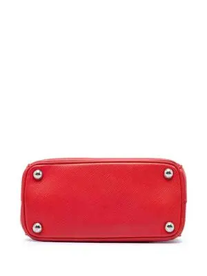 Prada Saffiano Leather Double Zip Satchel - Red