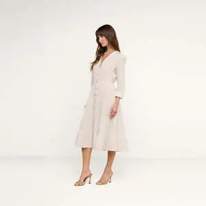 L'Agence Serafine Midi Dress - Ecru