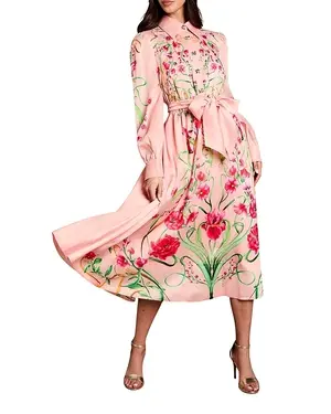 Coast Border Print Organza Shirt Dress - Blush