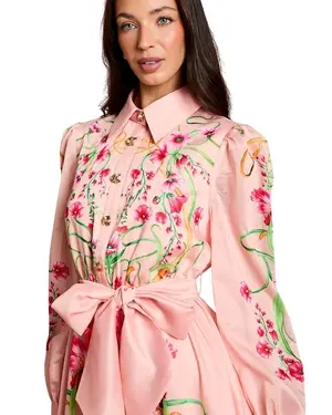 Coast Border Print Organza Shirt Dress - Blush