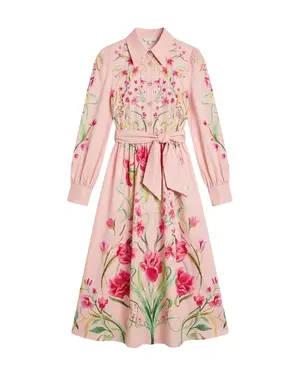 Coast Border Print Organza Shirt Dress - Blush