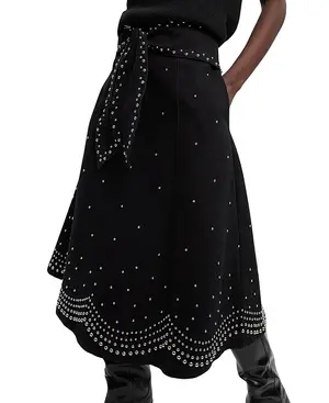 Karen Millen Studded Tie Belt Midi Skirt