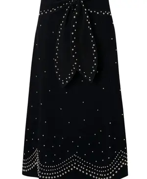 Karen Millen Studded Tie Belt Midi Skirt