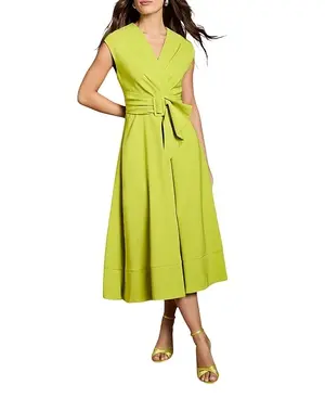 Coast Belted Crepe Midi Dress - Lime