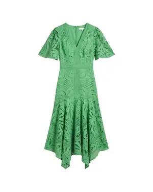 Coast Placement Lace Hanky Hem Midi Dress