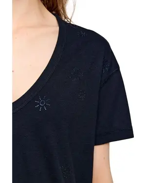 Zadig&Voltaire Marta Embellished V-neck T-shirt - Encre