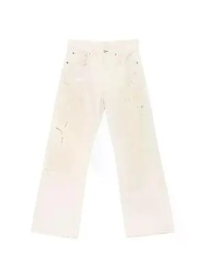 Acne Studios Wide Leg Jeans With Paint Splatter Detail - Neutrals