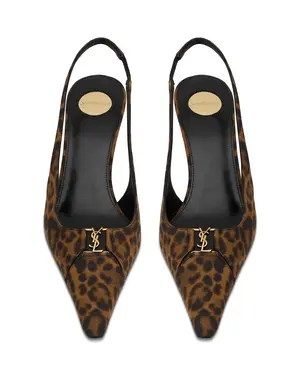 Saint Laurent Babylone Breteuil Slingback Pumps - Leopard