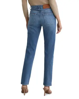REISS Aubrey Mid Rise Straight Leg Jeans - Mid Blue