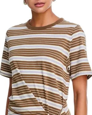 Rag & Bone Slub Stripe T-shirt Dress - Brown Multi