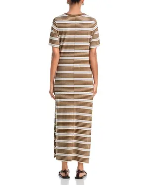 Rag & Bone Slub Stripe T-shirt Dress - Brown Multi