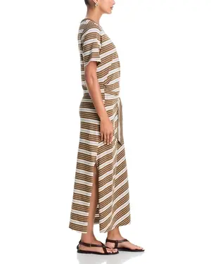 Rag & Bone Slub Stripe T-shirt Dress - Brown Multi