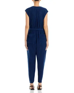 Eileen Fisher Plissé V-neck Jumpsuit - Deep Dive