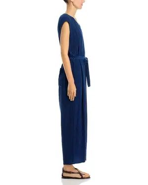 Eileen Fisher Plissé V-neck Jumpsuit - Deep Dive