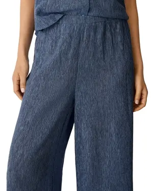 Eileen Fisher Plisse Wide Ankle Pants - Cornflower