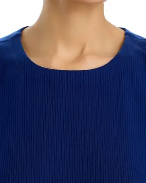 Eileen Fisher Ribbed Knit Crewneck Cropped Top