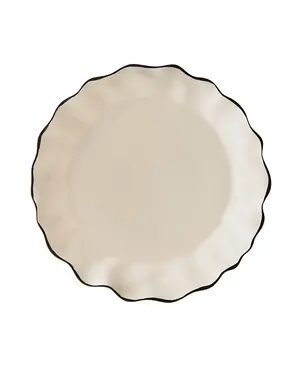 LES COLLECTION Ribbon Dinner Plate - Classic - Cream With Black Trim