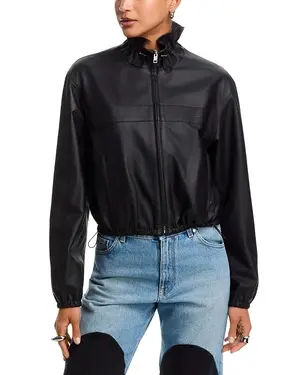 Alexander Wang Shrunken Leather Track Jacket
