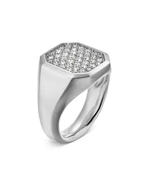 David Yurman Streamline Signet Ring In Sterling With Diamonds