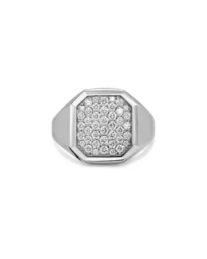 David Yurman Streamline Signet Ring In Sterling With Diamonds