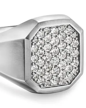 David Yurman Streamline Signet Ring In Sterling With Diamonds