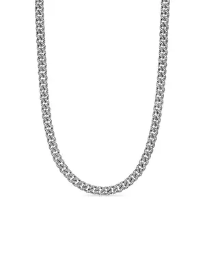 David Yurman Curb Chain Necklace With Diamonds - Silver