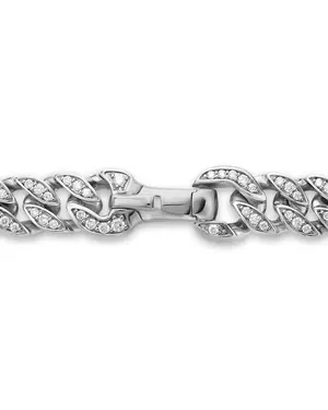 David Yurman Curb Chain Necklace With Diamonds - Silver
