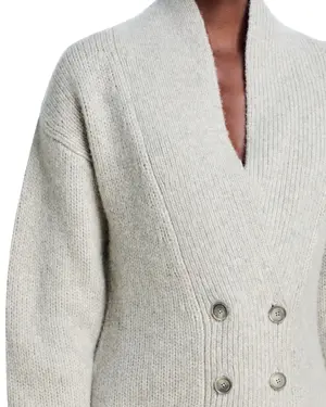 Brandon Maxwell The Lowen Cashmere Silk Knit Double Breasted Shawl Cardigan