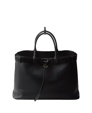 Prada Leather Bag With Belt Detail - Black