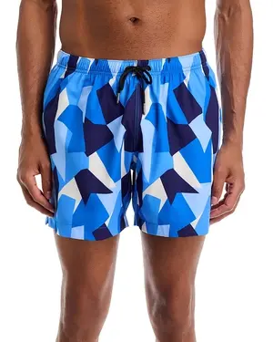 YUASA MENSWEAR Printed Mosaic Swim Trunks - Blue