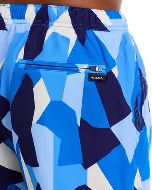 YUASA MENSWEAR Printed Mosaic Swim Trunks - Blue
