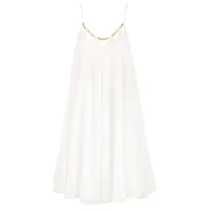 ALINA CERNATESCU Bilbao Short Cotton Veil Dress With Metallic Details - White
