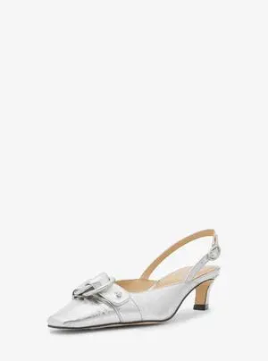 Michael Kors Jaden Metallic Crushed Leather Slingback Pumps