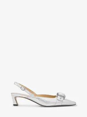 Michael Kors Jaden Metallic Crushed Leather Slingback Pumps