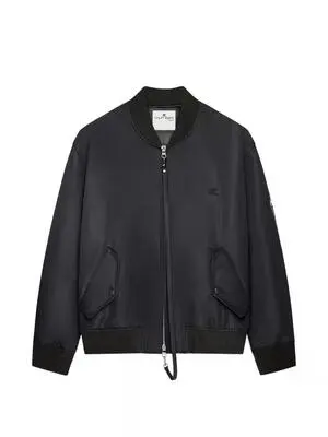 COURREGES Logo-embroidered Zip-up Bomber Jacket - Black