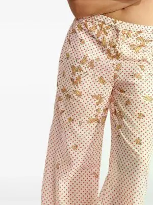 DONDE ESTEBAN Bird-print Polka-dot Trousers
