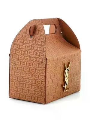 Saint Laurent Monogram All Over Leather Satchel - Brown