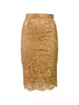 Dolce & Gabbana Lace Pencil Skirt - Brown