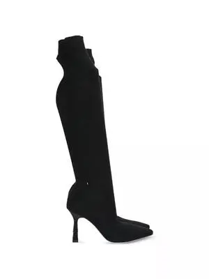 Rene Caovilla Crystal-embellished Knitted Boots - Black