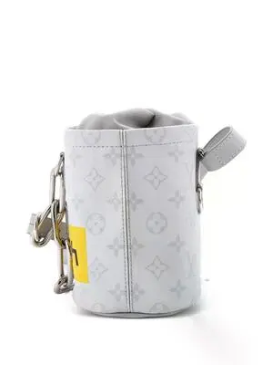 LOUIS VUITTON Limited Edition Logo Story Monogram Canvas Bucket Bag - Grey