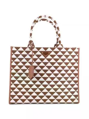 Prada Symbole Shopper Jacquard Large Tote Bag - Brown