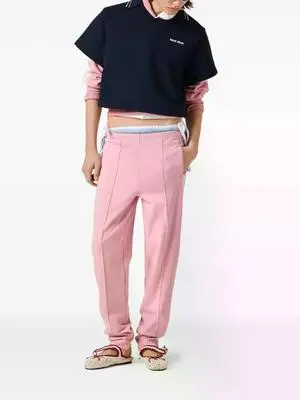 Miu Miu Cropped Cotton-fleece Sweatshirt - Blue