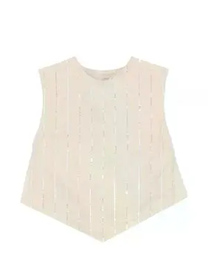 ISABELLE BLANCHE Sequin-embellished Tie-back Top