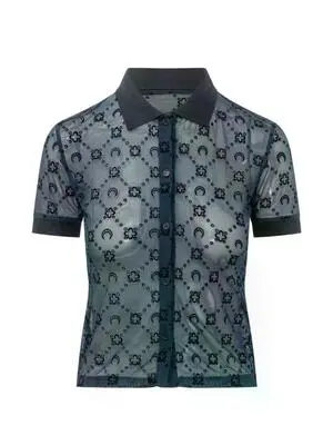 MARINE SERRE Moonogram Flock Mesh Shirt