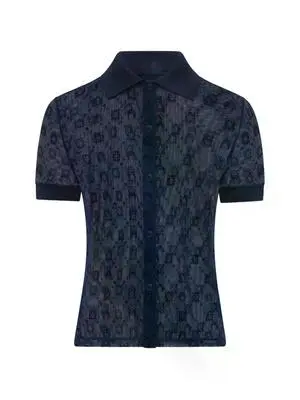 MARINE SERRE Marine Serre Moonogram Mesh Polo Shirt Blue